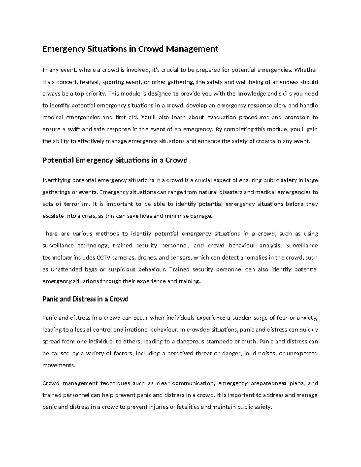 Emergency Situations in Crowd Management - Whether it's a concert ...