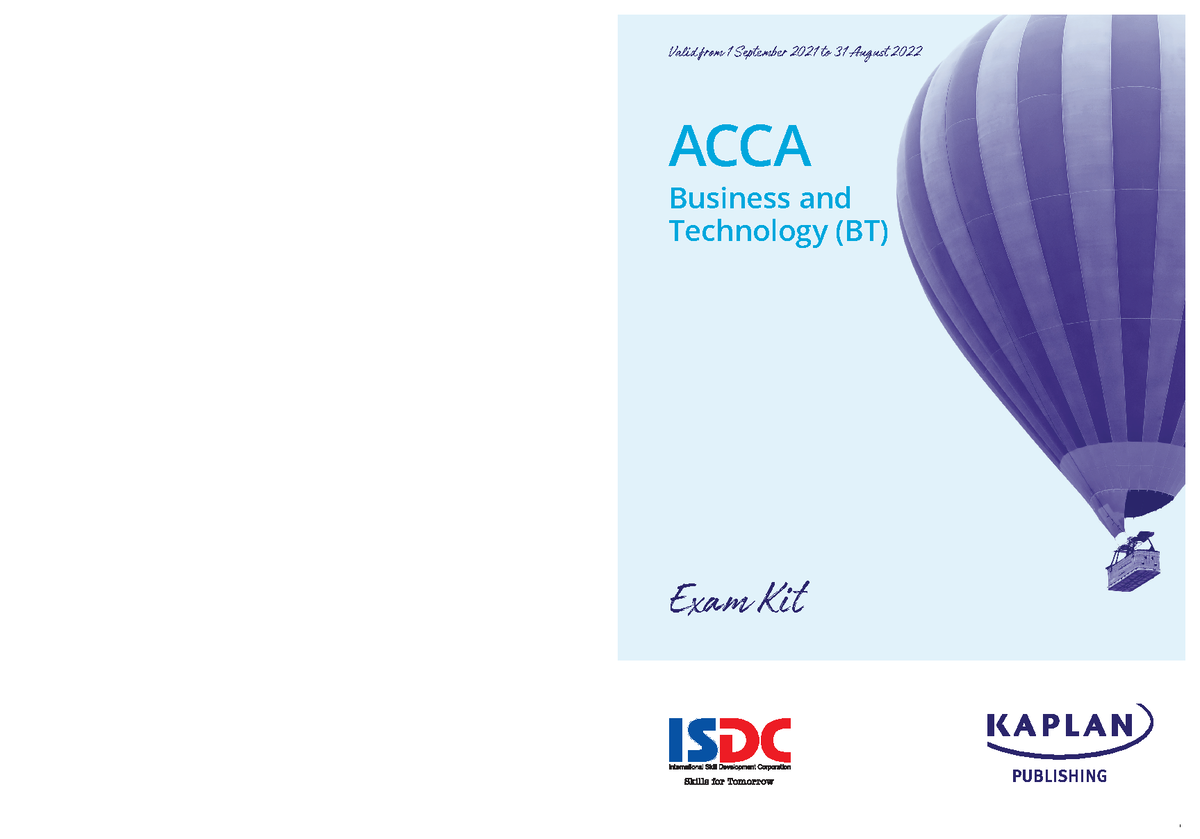 BT Exam Kit 2021-22 - ACCA Buness - ACCA Business and Technology (BT ...