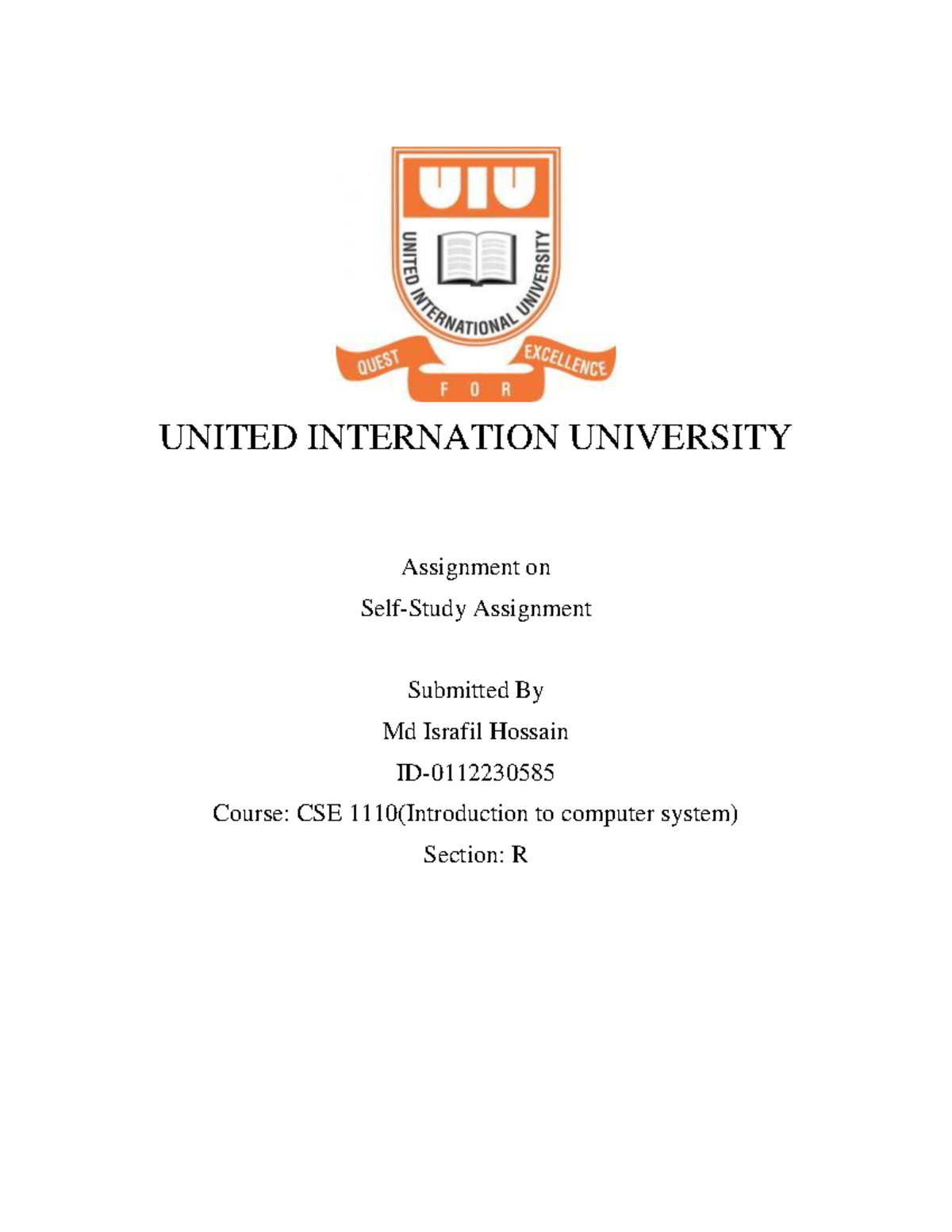 Ics Assignment - Enjoy it. - UNITED INTERNATION UNIVERSITY Assignment ...
