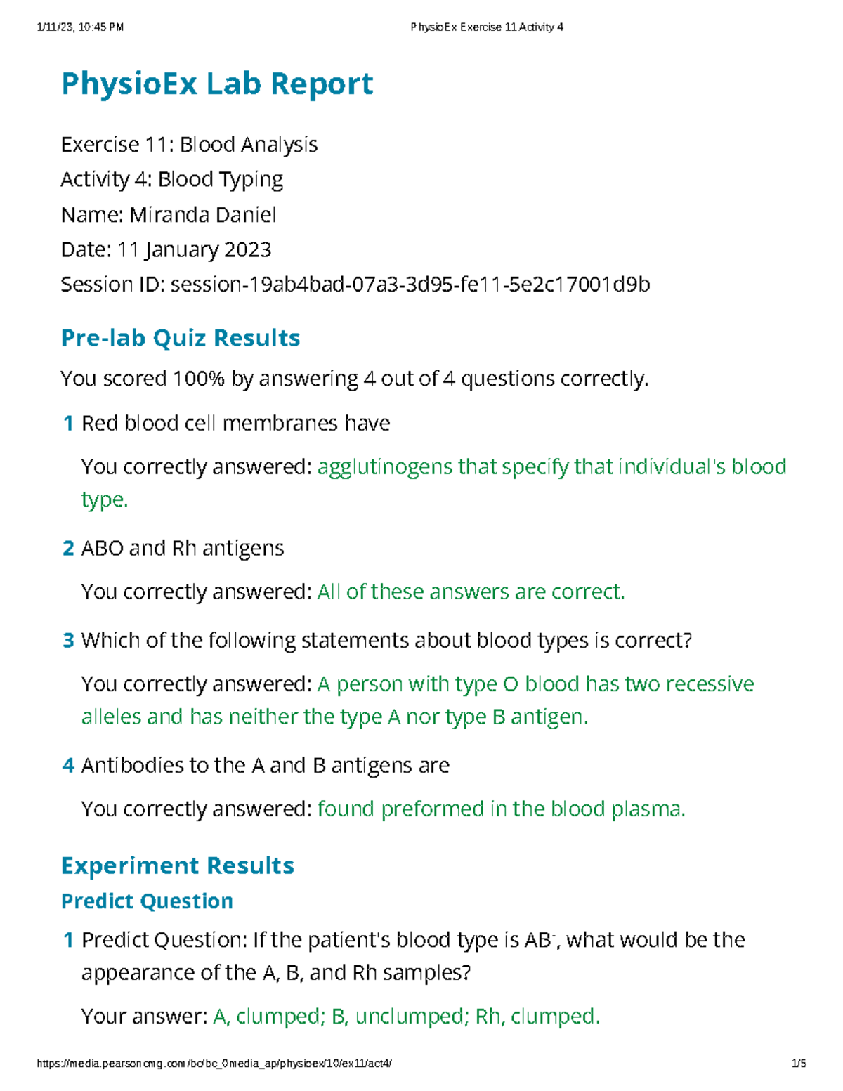 Physio Ex Exercise 11 Activity 4 - PhysioEx Lab Report Exercise 11 ...