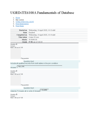 Midterm Lab Exam Attempt review - Fundamentals of database - AMA - Studocu