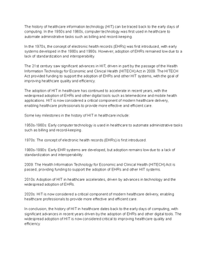 Definition and Scope of Healthcare Information Technology (HIT) Notes ...
