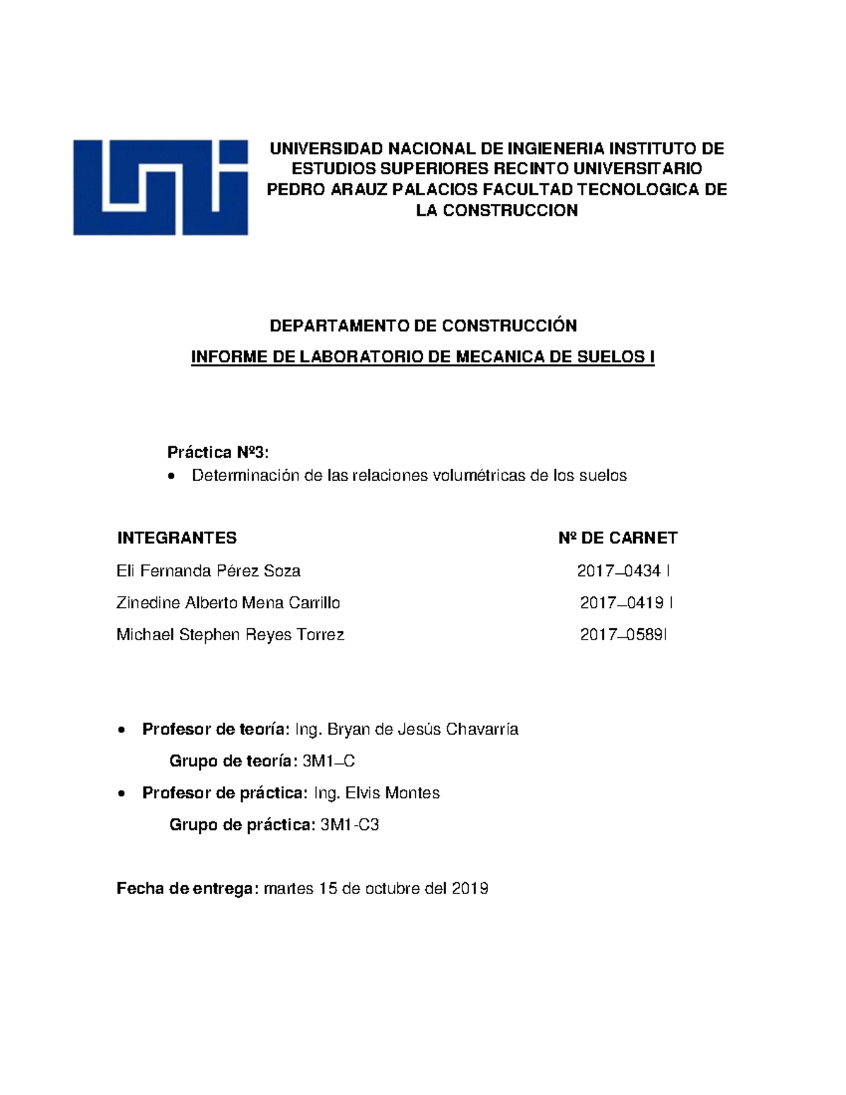 Laboratorio 3 suelos - Warning: TT: undefined function: 32 UNIVERSIDAD NACIONAL DE INGIENERIA ...