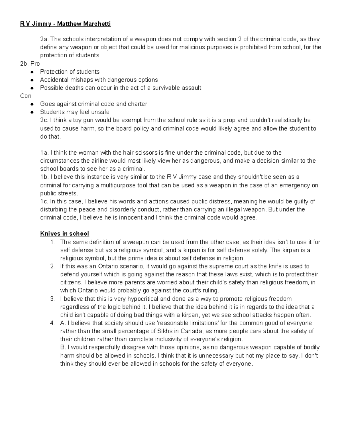 Rvjimmy - jimmy law lecture 1 and 2 - R V Jimmy - Matthew Marchetti 2a ...