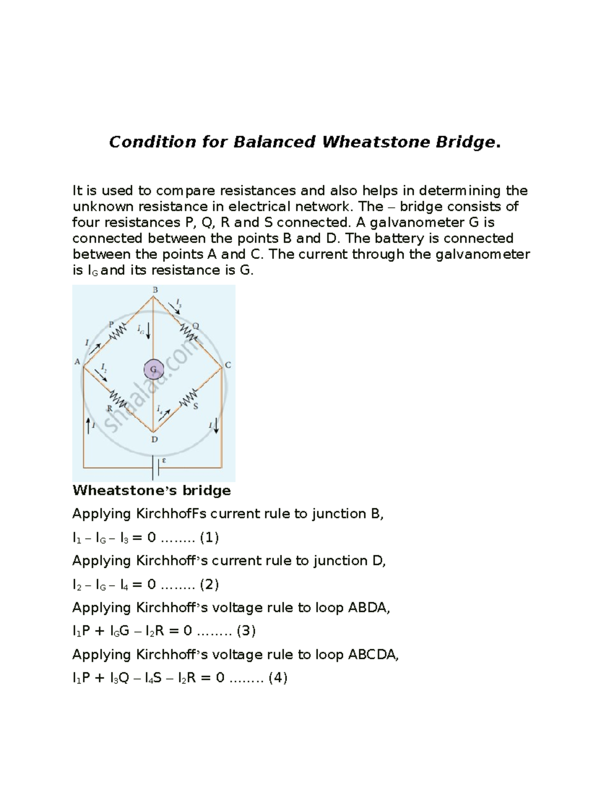 8 - This article is about the two conditions of the Wheatstone bridge ...