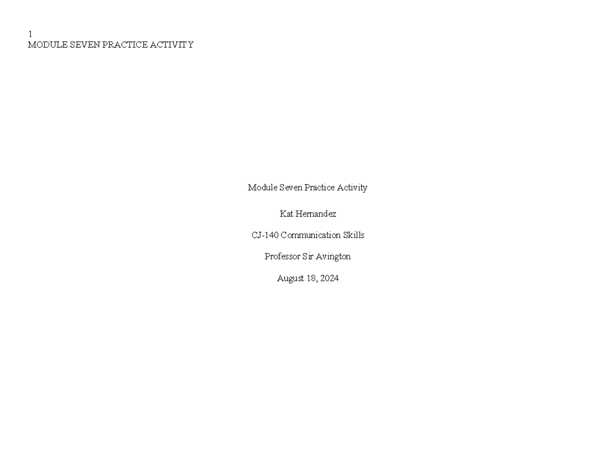 CJ 140 Module Seven Practice Activity Template - An example has been ...