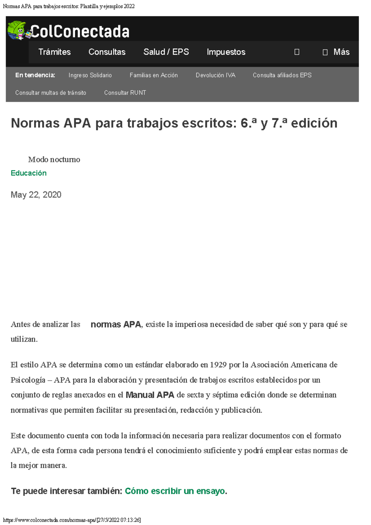 Normas APA para trabajos escritos Plantilla y ejemplos 2022 - Normas APA para trabajos escritos ...