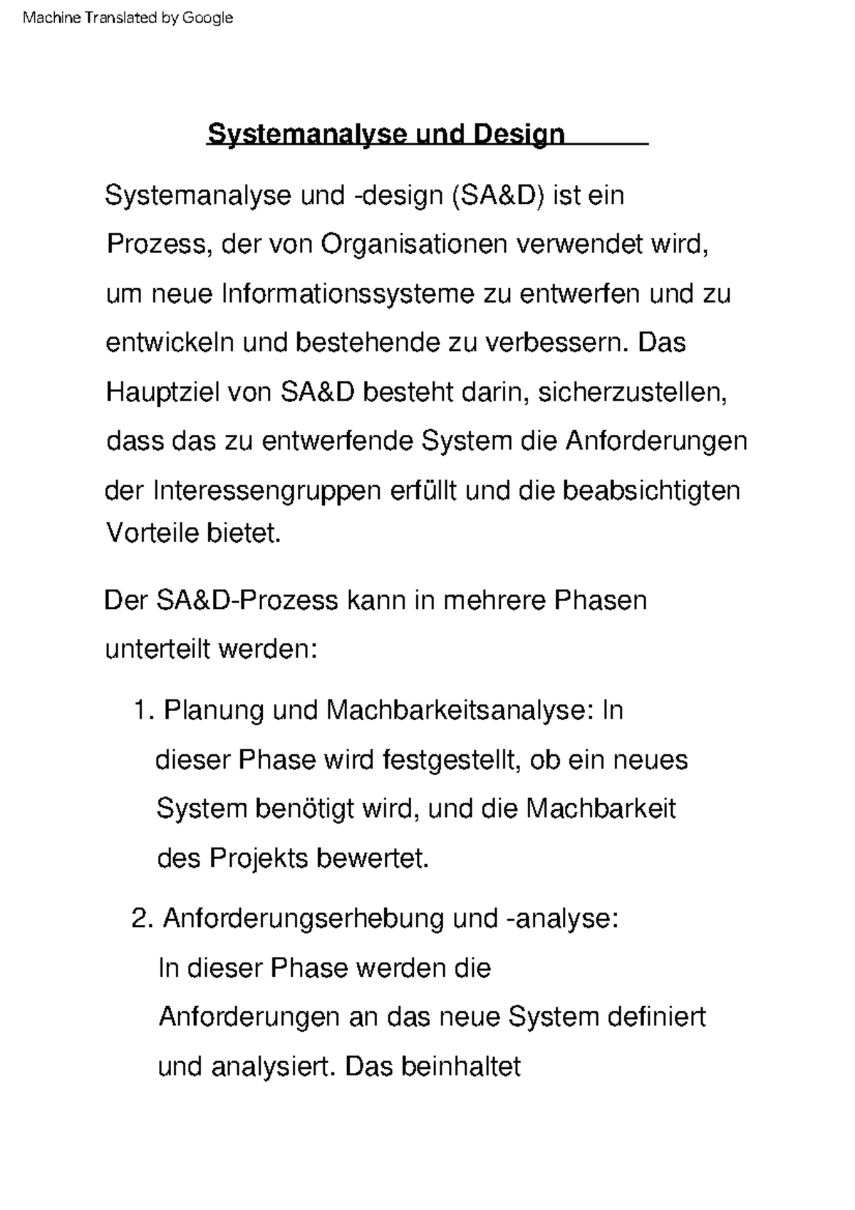 Systemanalyse und Design - Anforderungserhebung und -analyse: In dieser ...