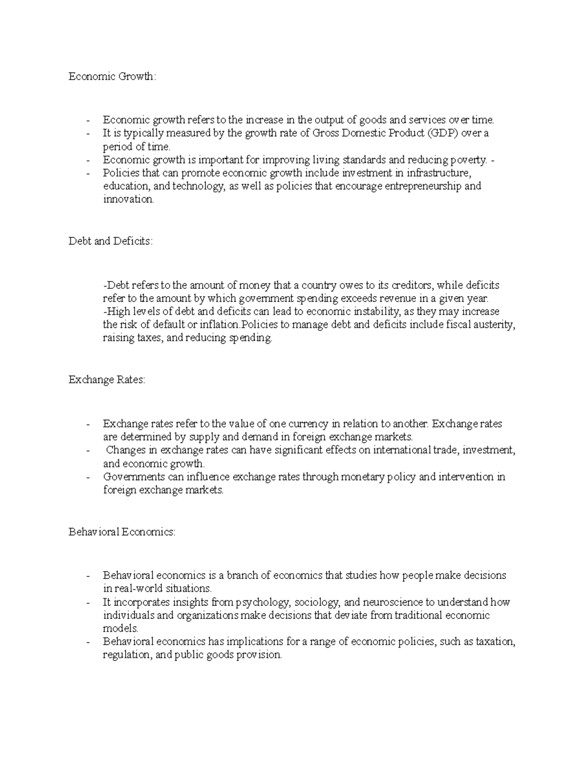 Economy Notes 5 - Development of fundamental economic concepts, basic ...