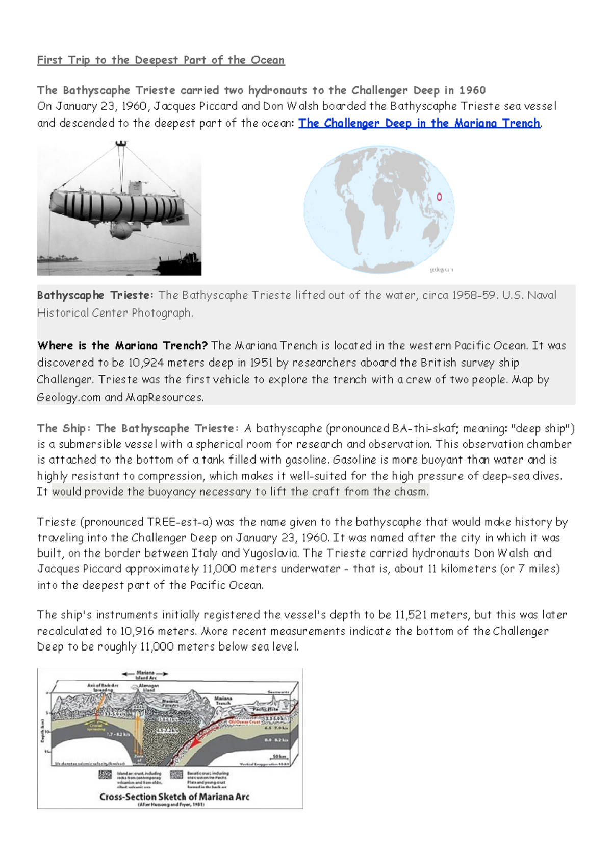 First Trip to the Deepest Part of the Ocean Igcse Oct Nov 2021 051021 ...