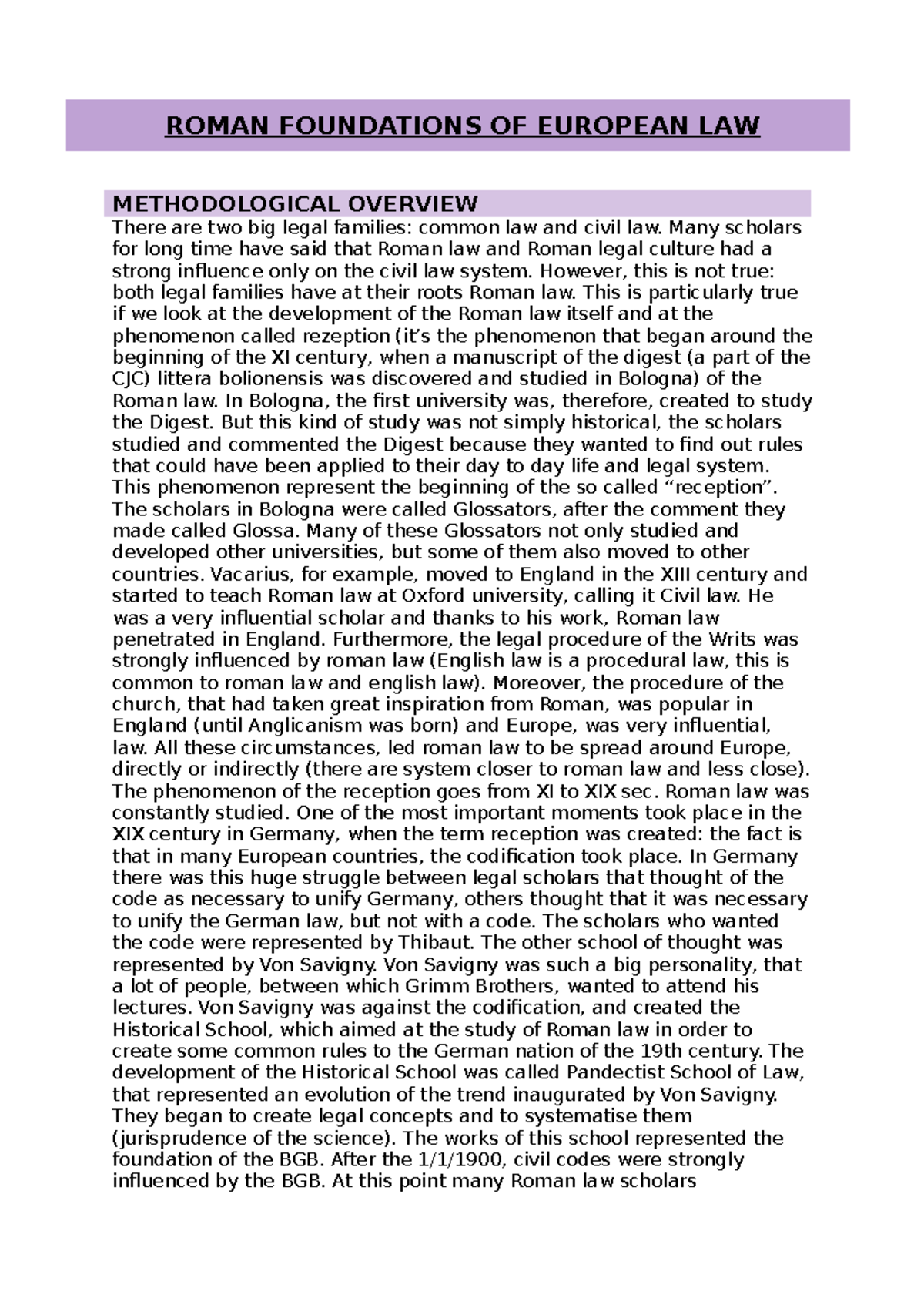 roman law sources - ROMAN FOUNDATIONS OF EUROPEAN LAW METHODOLOGICAL ...