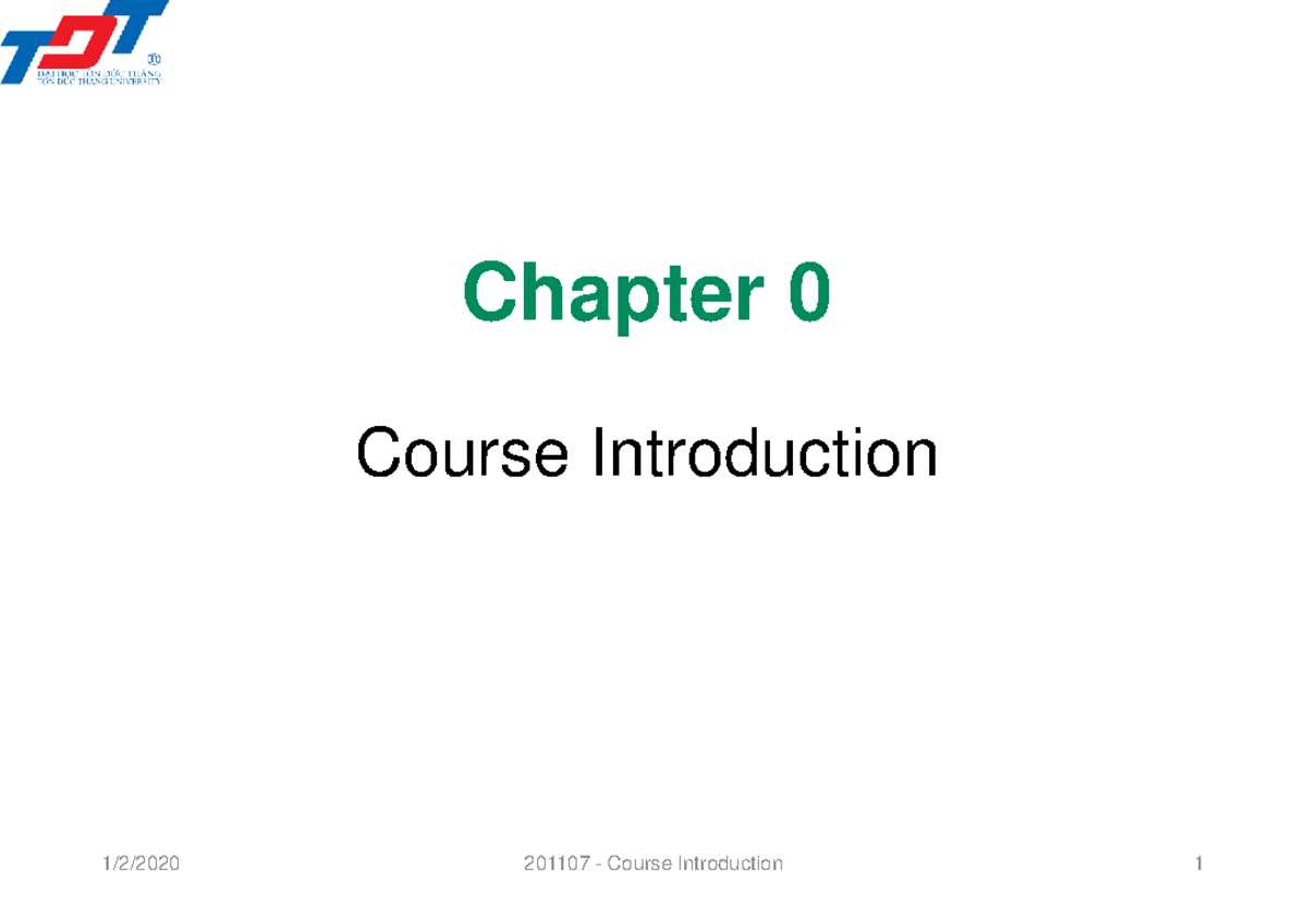 Ch00 Course Introductiond - Chapter 0 Course Introduction International ...