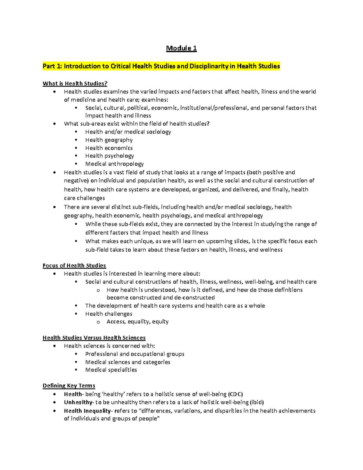 Module 1- Parts 1 to 4 Lecture Notes - 1aa3 - McMaster - Studocu