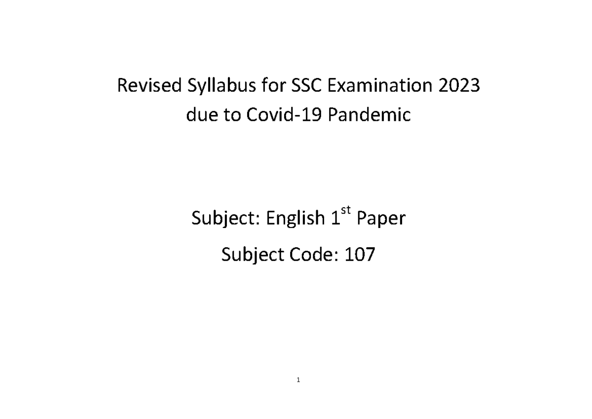 3 - SSC Board book - Revised Syllabus for SSC Examination 2023 due to ...