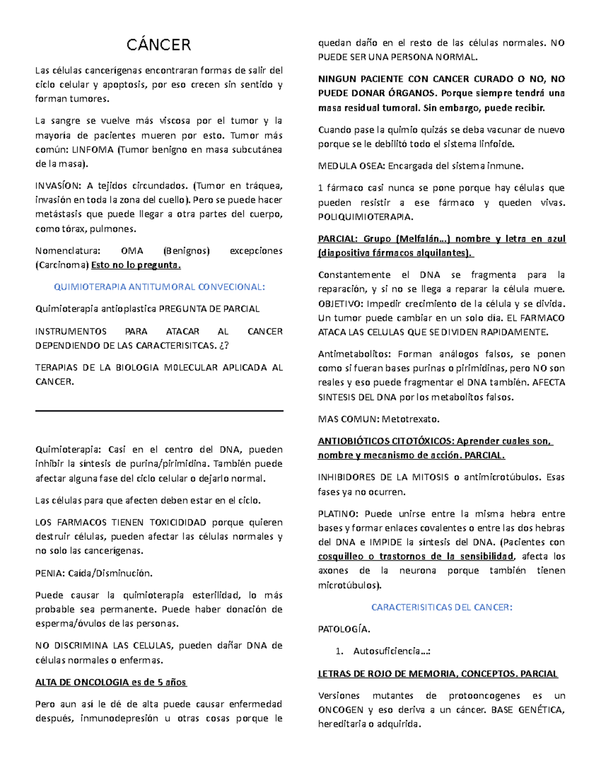 Cáncer - Resumen generalidades del cáncer - CÁNCER Las células ...