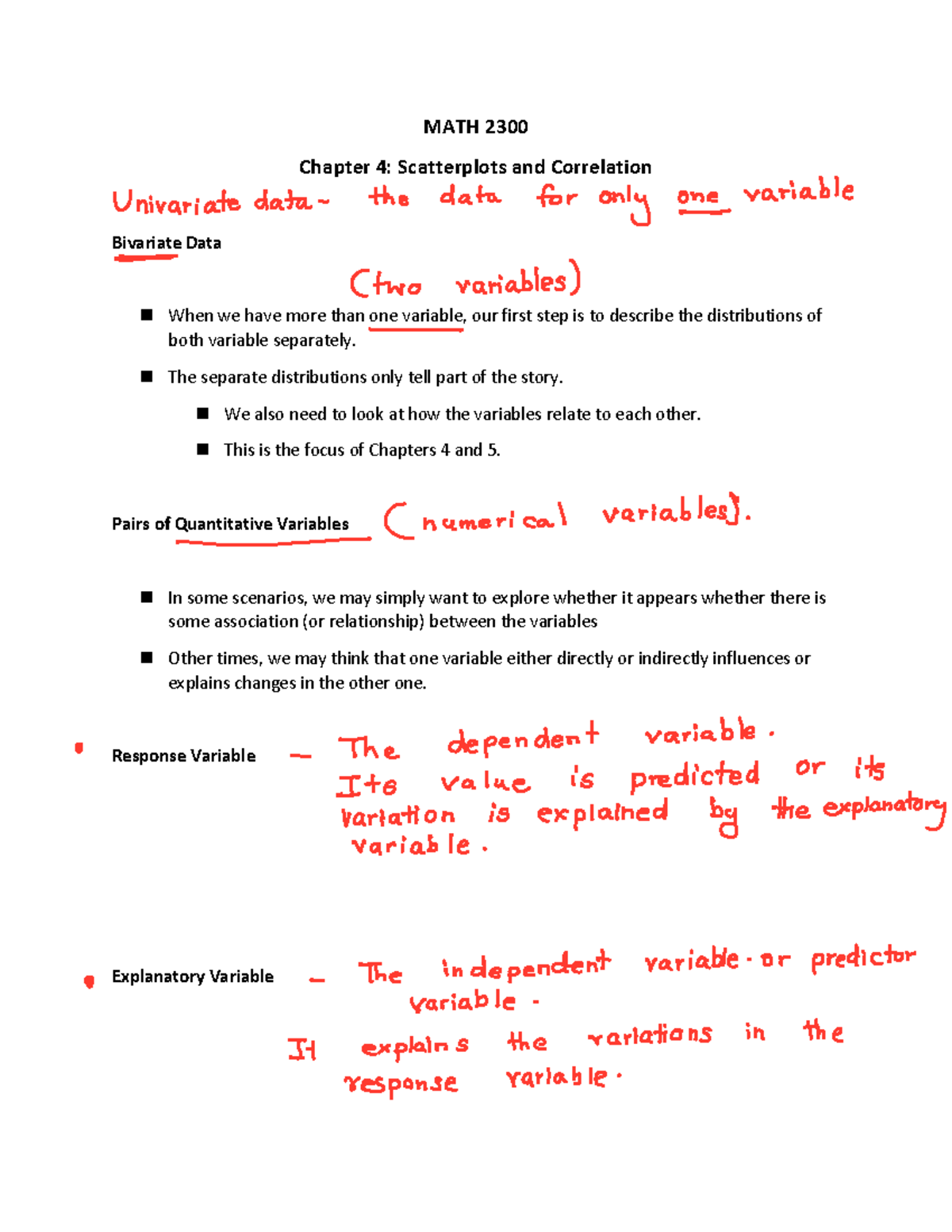Chapter 4 Notes - Statistical Methods - MATH 2300 Chapter 4 ...