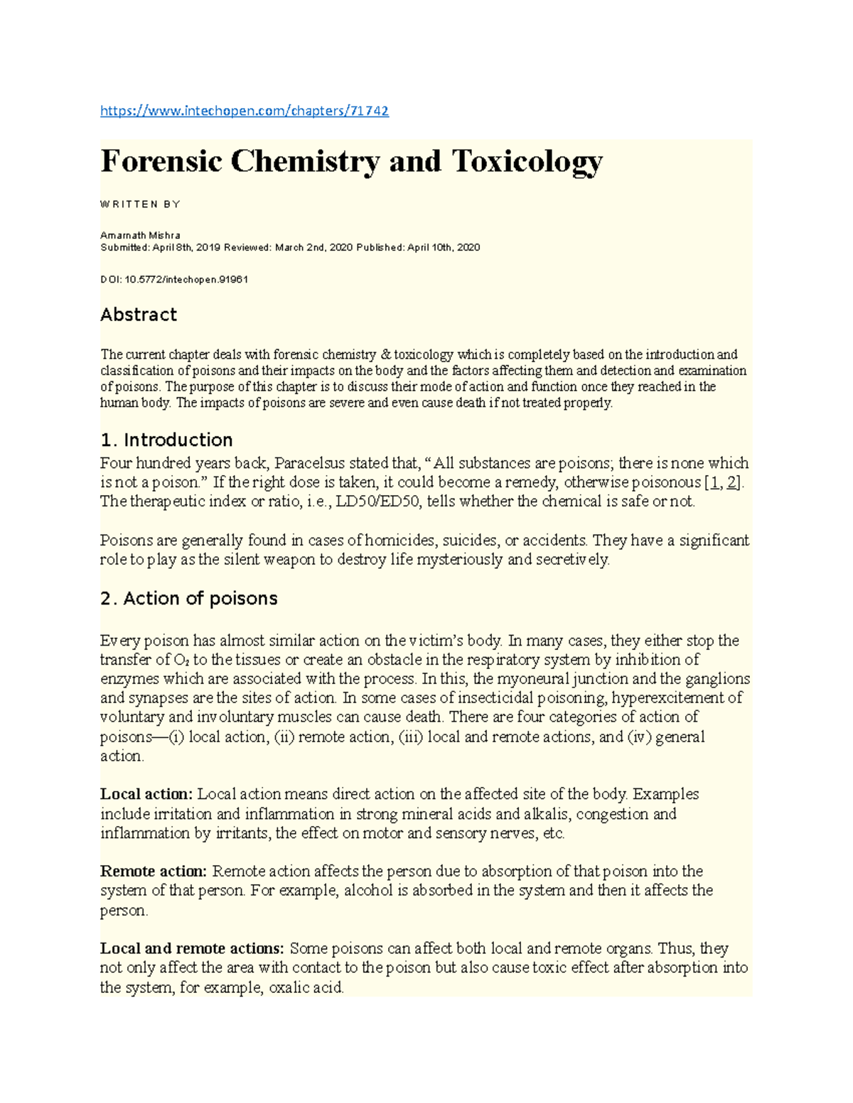 2023 New Forensic Chemistry and Toxicology - intechopen/chapters ...