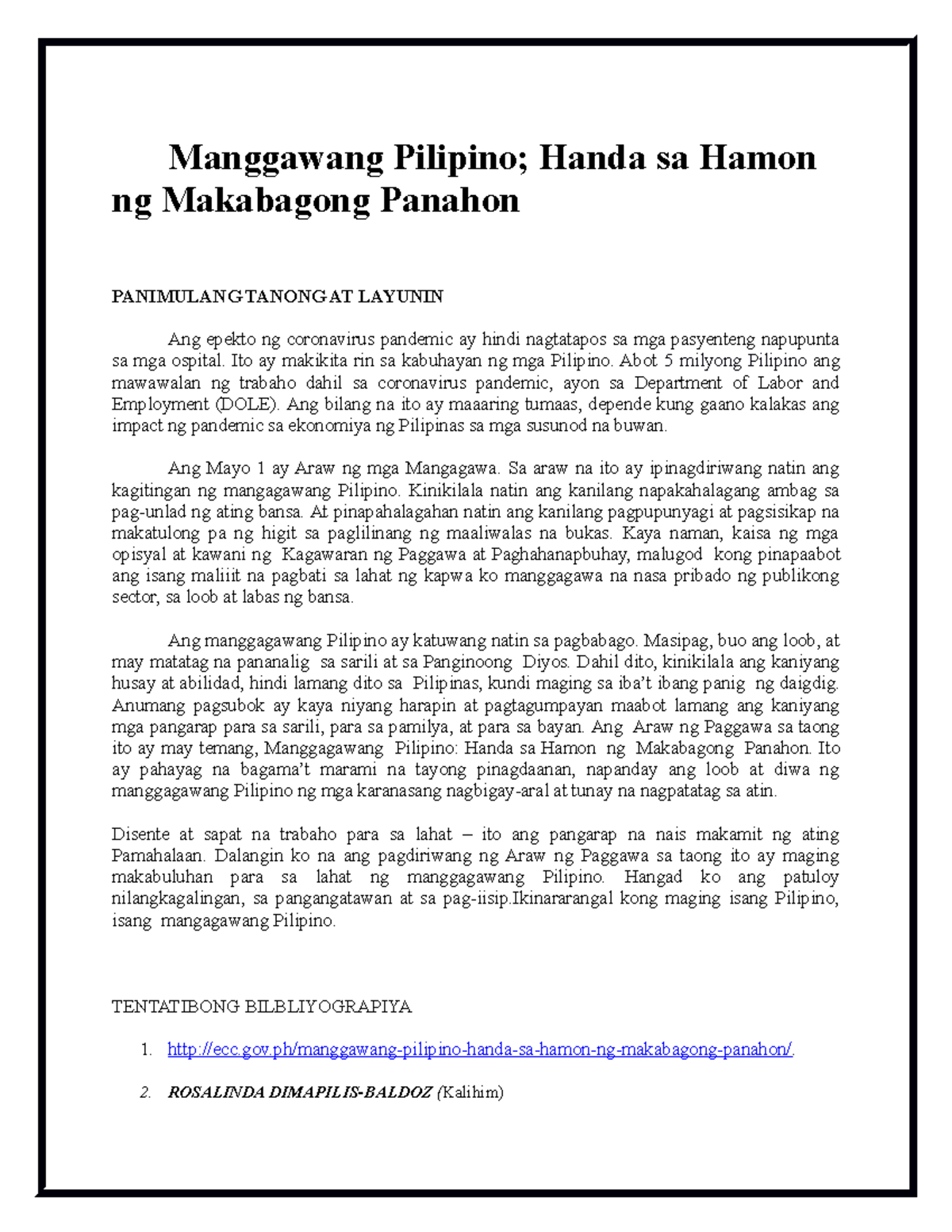 Gawain 3 SA Filipino - ENJOY - Manggawang Pilipino; Handa sa Hamon ng Makabagong Panahon ...