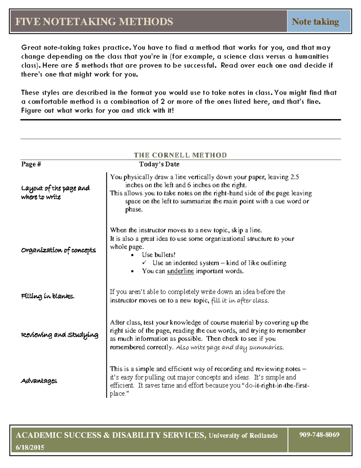 Note-taking handouts - Great note-taking takes practice. You have to ...