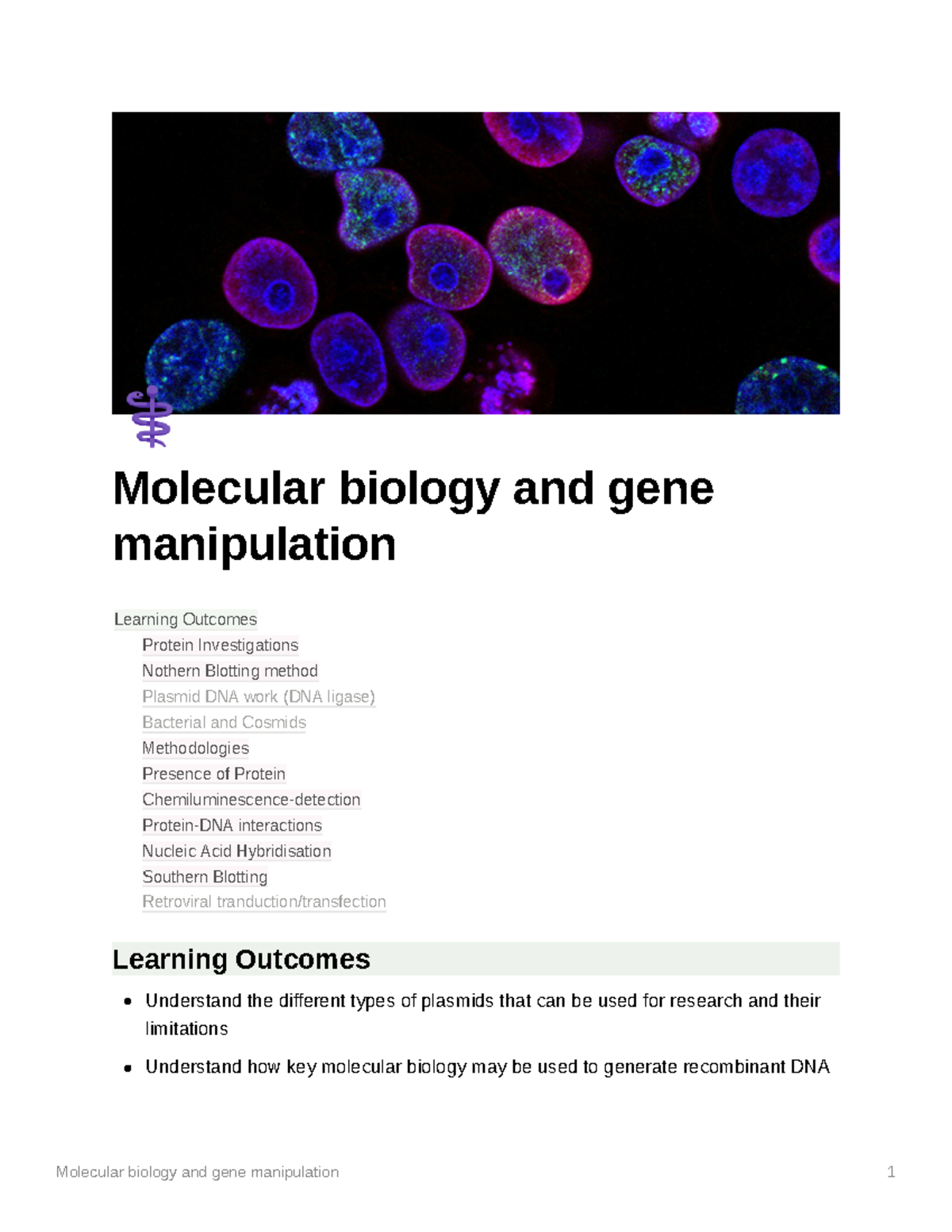 BY150 - Molecular biology and gene manipulation - ⚕ Molecular biology ...