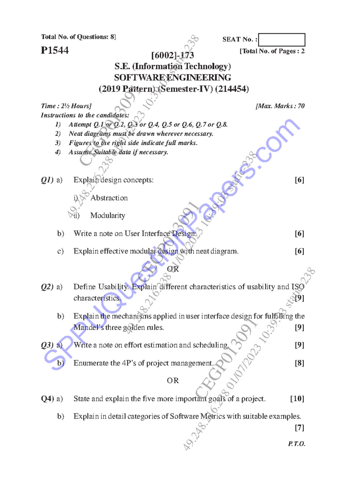 Be information-technology-engineering semester-4 2023 may software-engineering-se-pattern-2019 ...