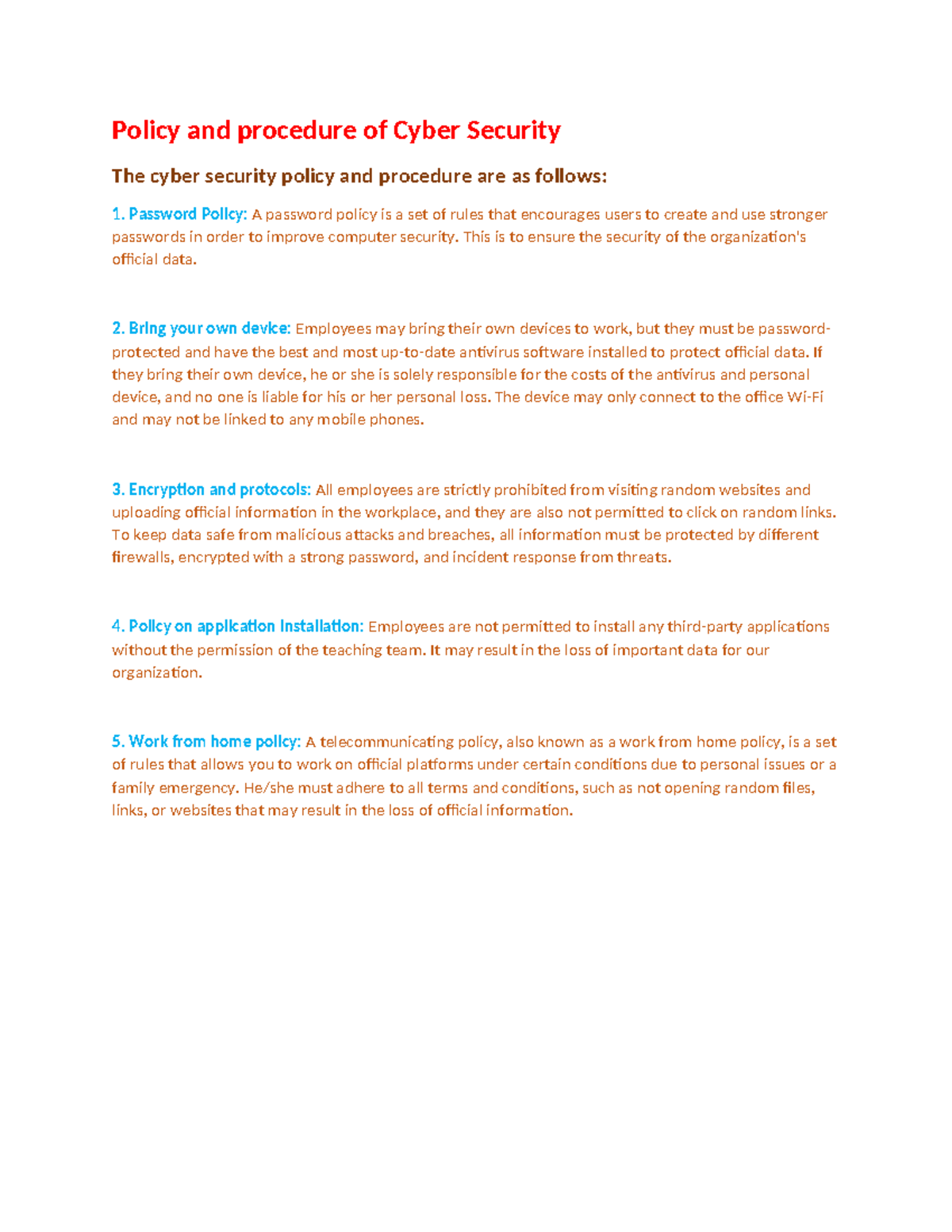 Policy and Procedure - done - Policy and procedure of Cyber Security ...