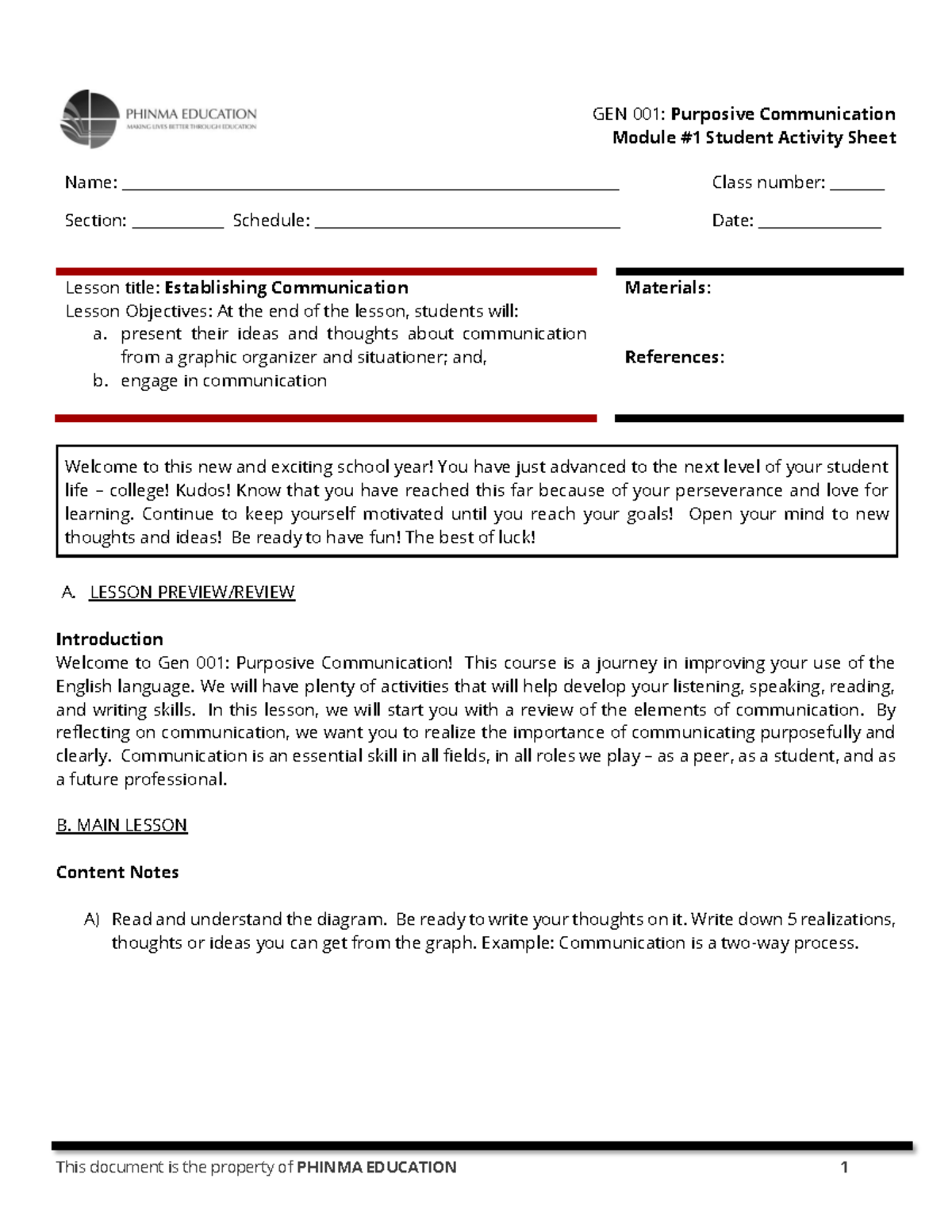 Module-1: purposive communication - Module #1 Student Activity Sheet ...