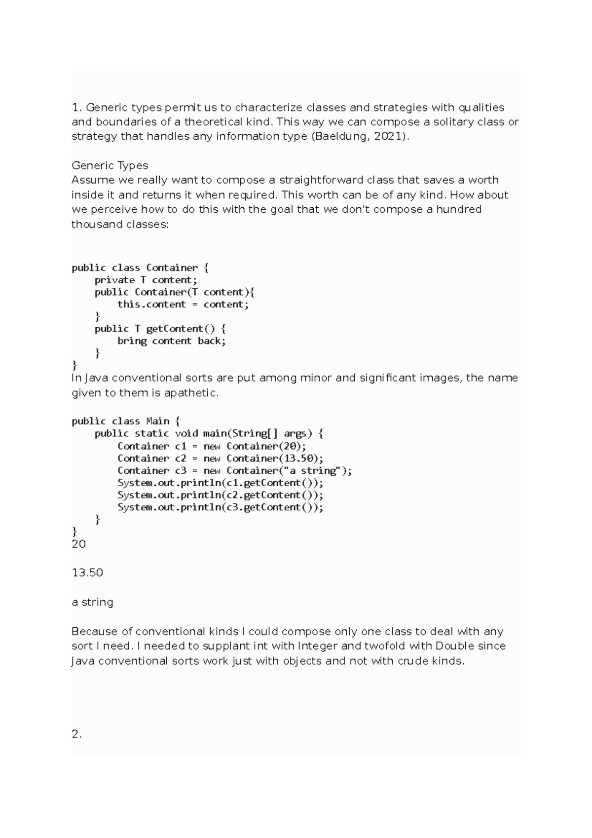 Discussion 6 4 - Generic types permit us to characterize classes and ...