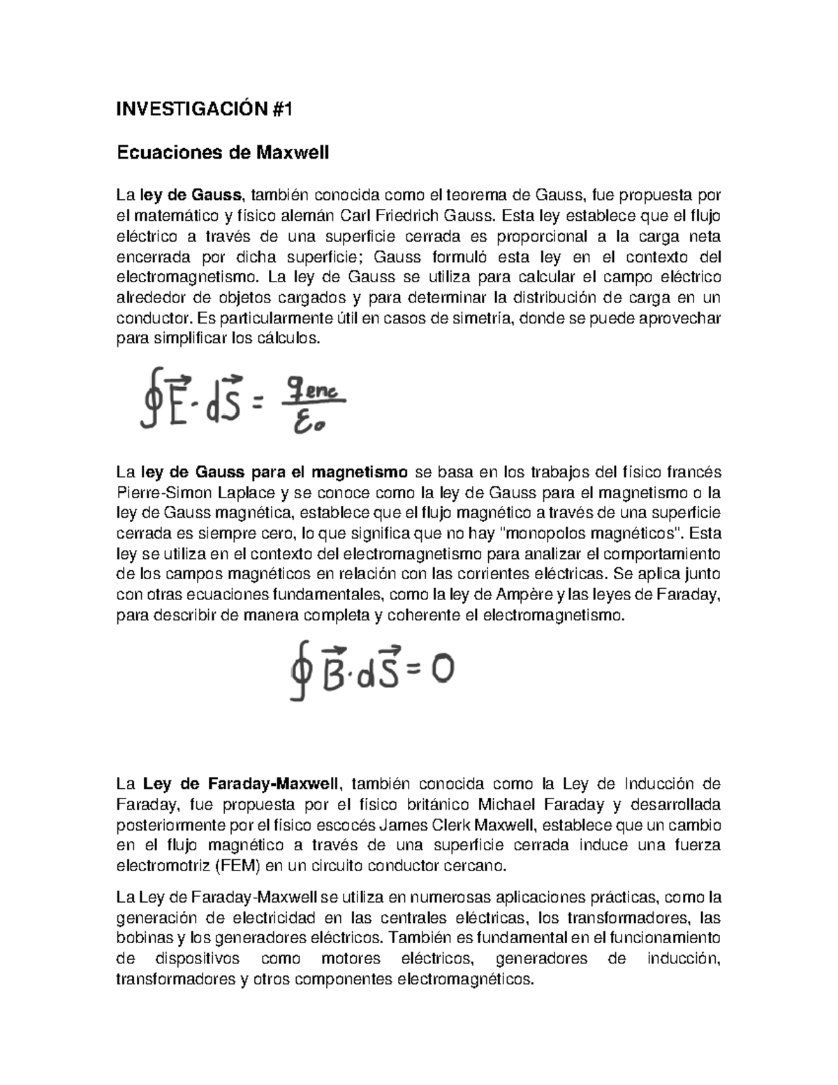 Ecuaciones de Maxwell - INVESTIGACIÓN Ecuaciones de Maxwell La ley de ...