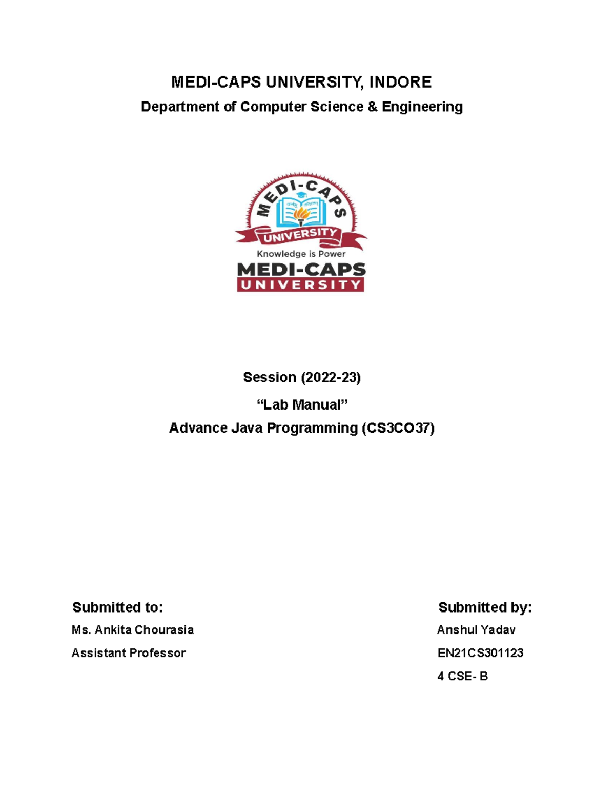 Advance java file - nice file in jdbc - MEDI-CAPS UNIVERSITY, INDORE ...