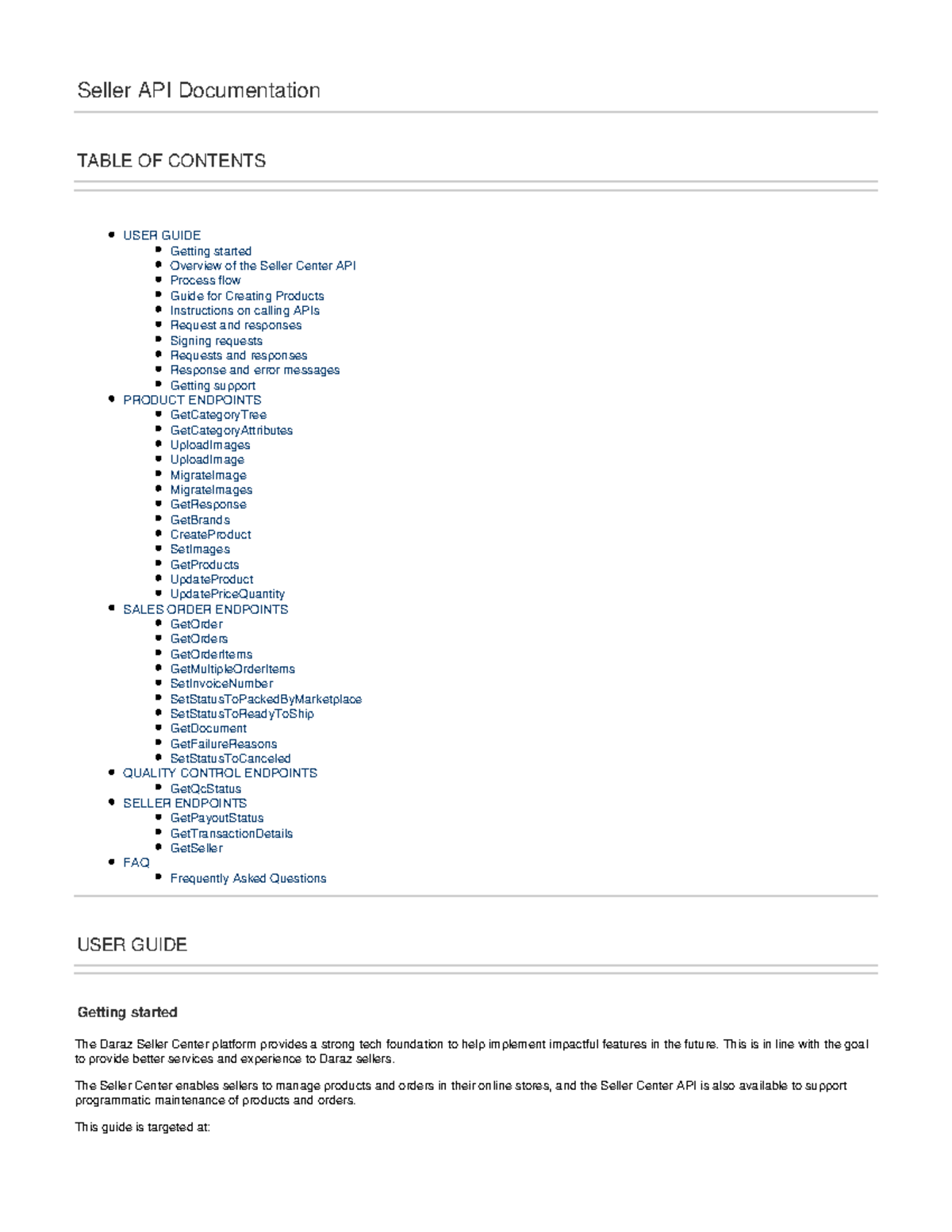 Sellerapi-docs - Database - Seller API Documentation TABLE OF CONTENTS ...
