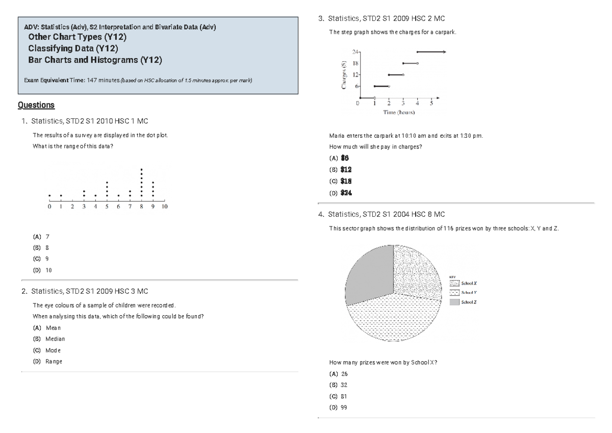 Other Stats 1 - maths for statistics - 1. Statistics, STD2 S1 2010 HSC ...