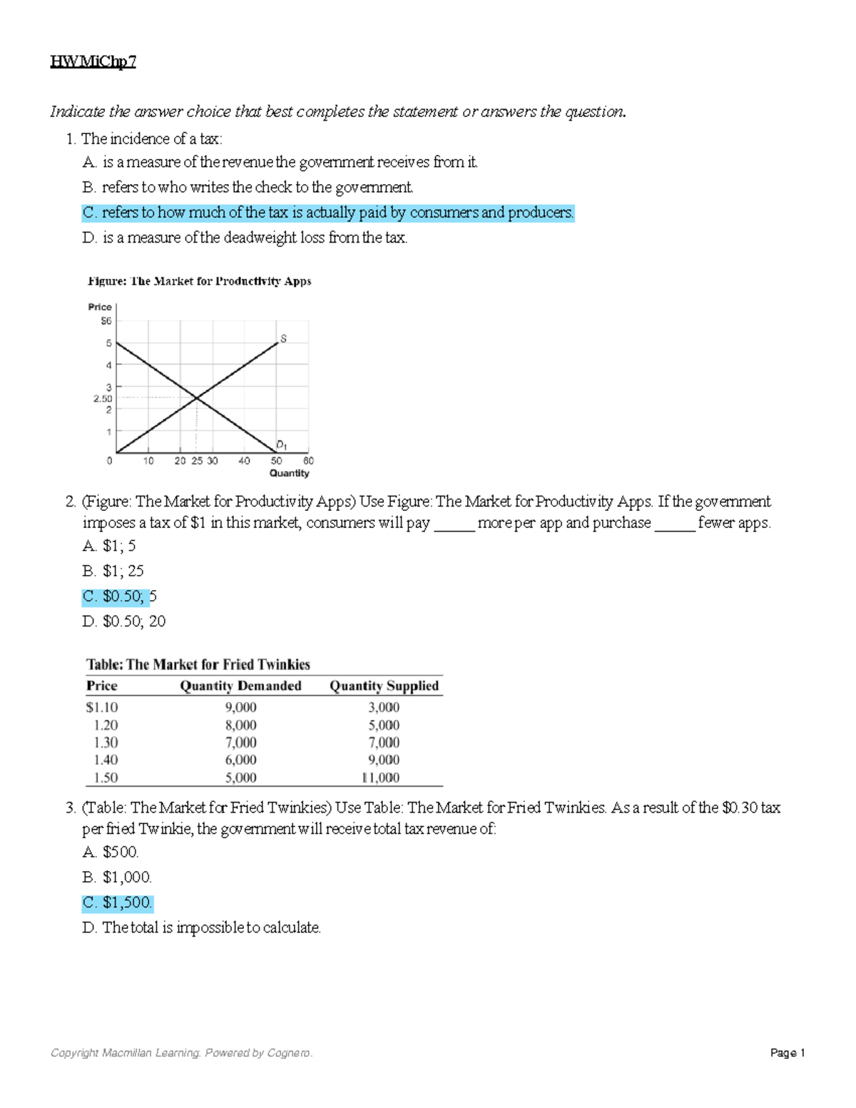 HW CH 7 answers - Indicate the answer choice that best completes the ...