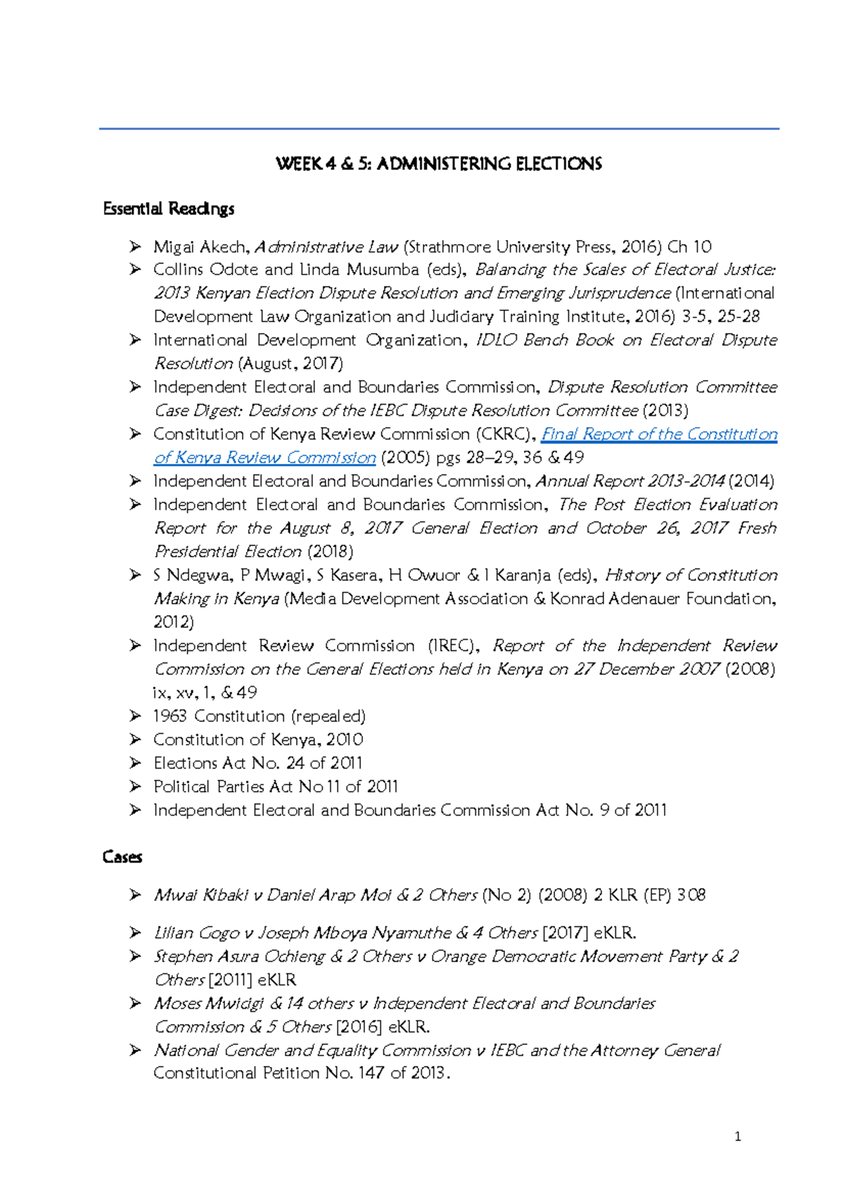 Administrative Law II-Week 4 5 Handout - Copy - WEEK 4 & 5 ...