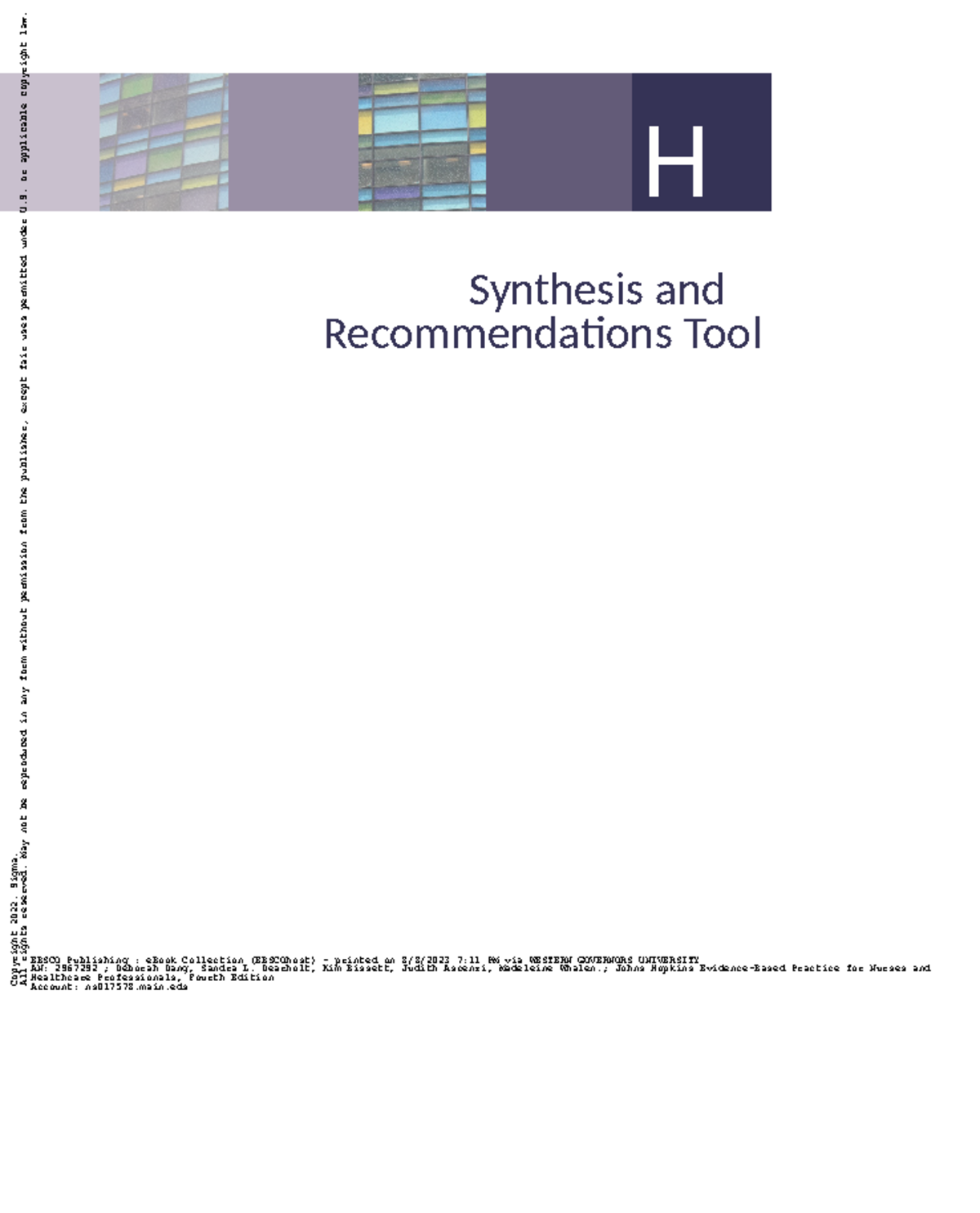 Appendix H Synthesis And Johns Hopkins Evidence B - H Synthesis and ...
