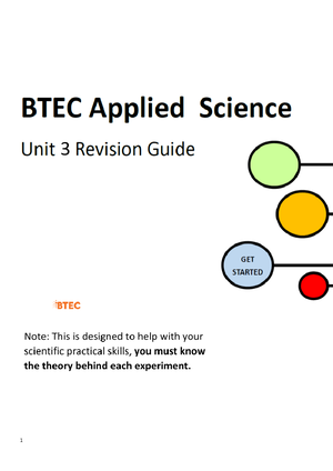 Unit 3 Practicals - Applied science BTEC - Unit 3 Practical’s: Enzymes ...