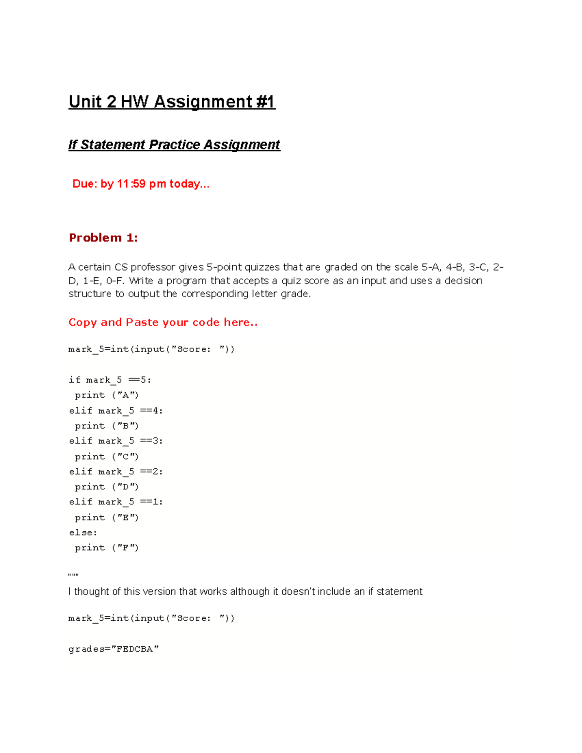 2.3 HW Practice if statement - Unit 2 HW Assignment If Statement ...