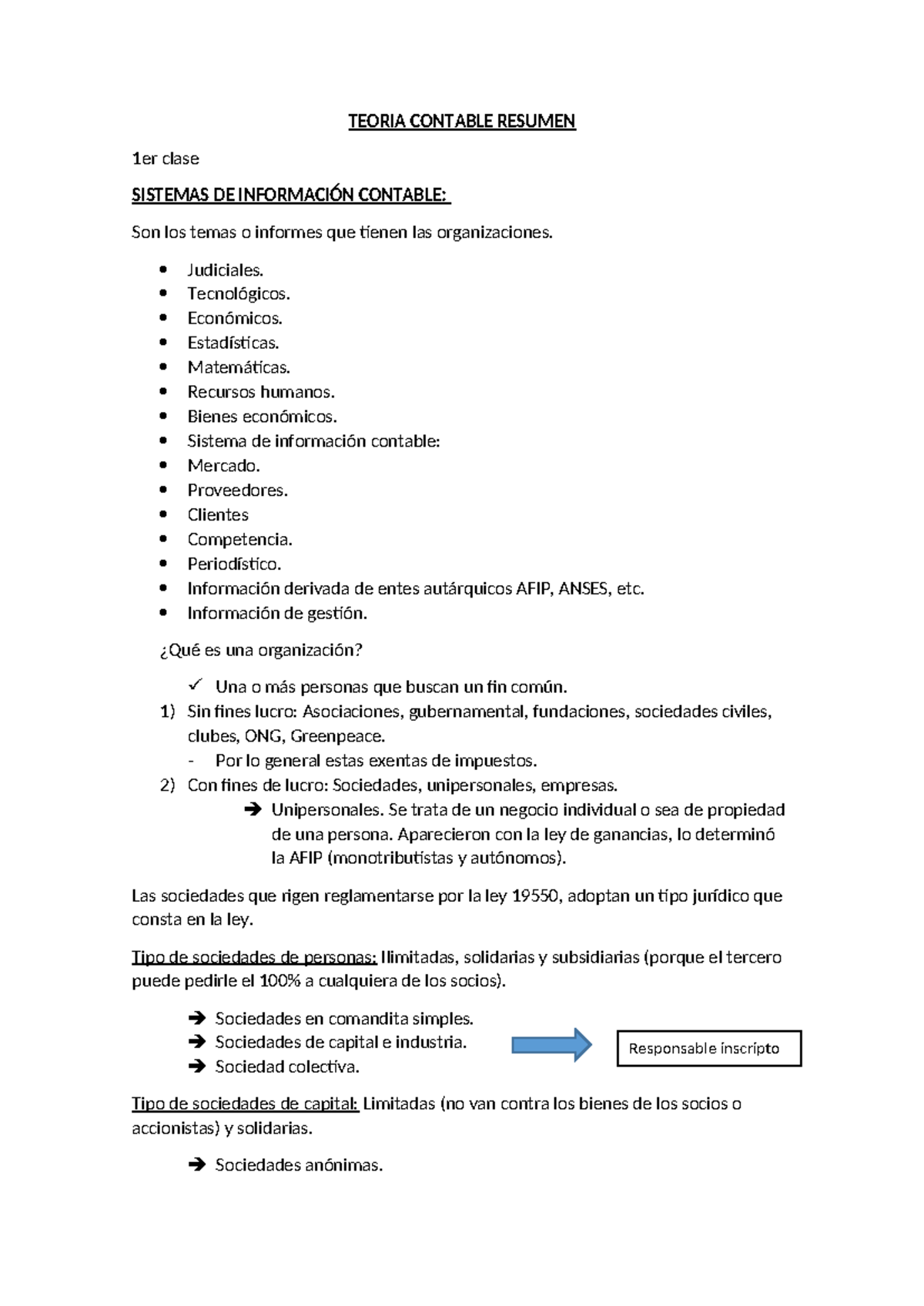 Teoria Contable Resumen - TEORIA CONTABLE RESUMEN 1er clase SISTEMAS DE ...