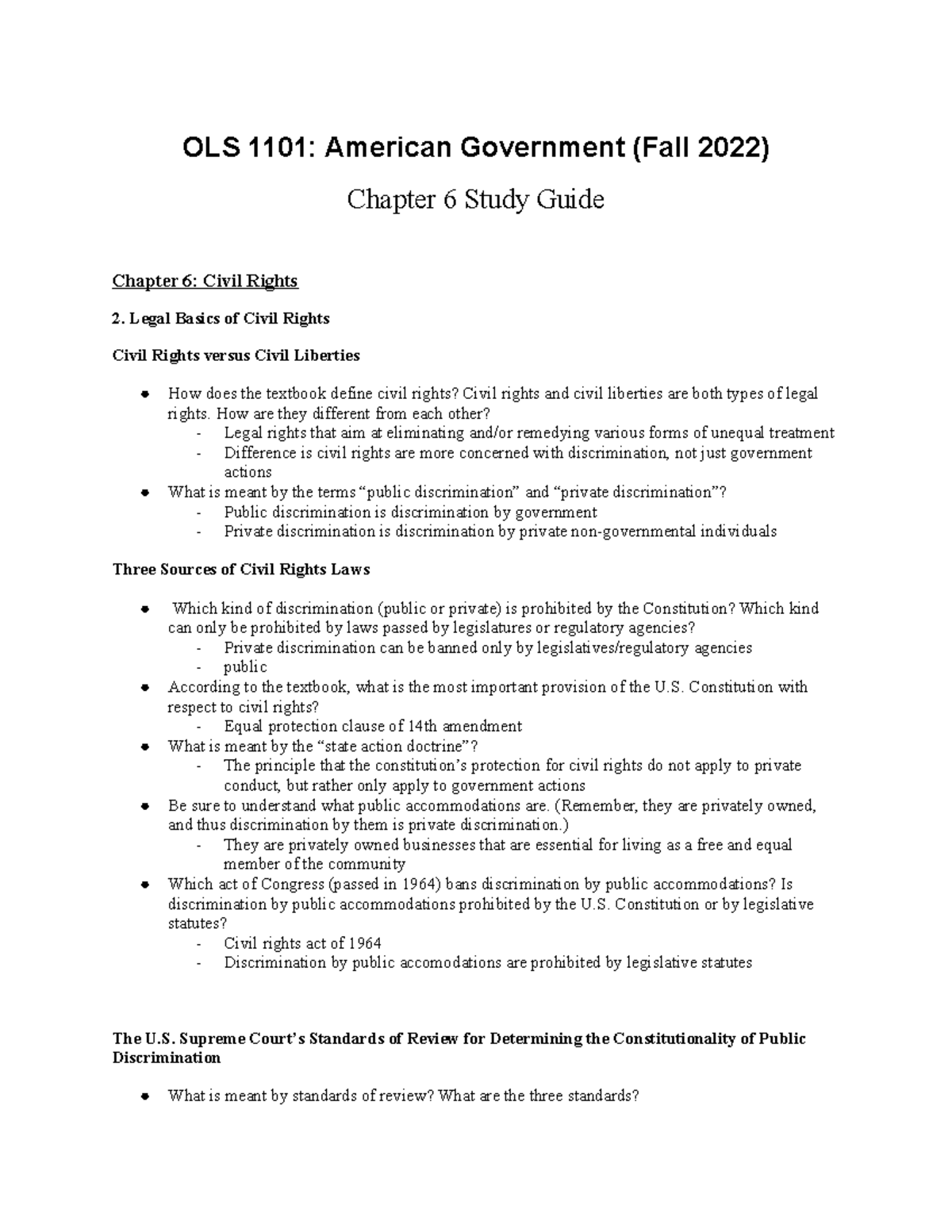 Chapter 6 study guide - OLS 1101: American Government (Fall 2022 ...