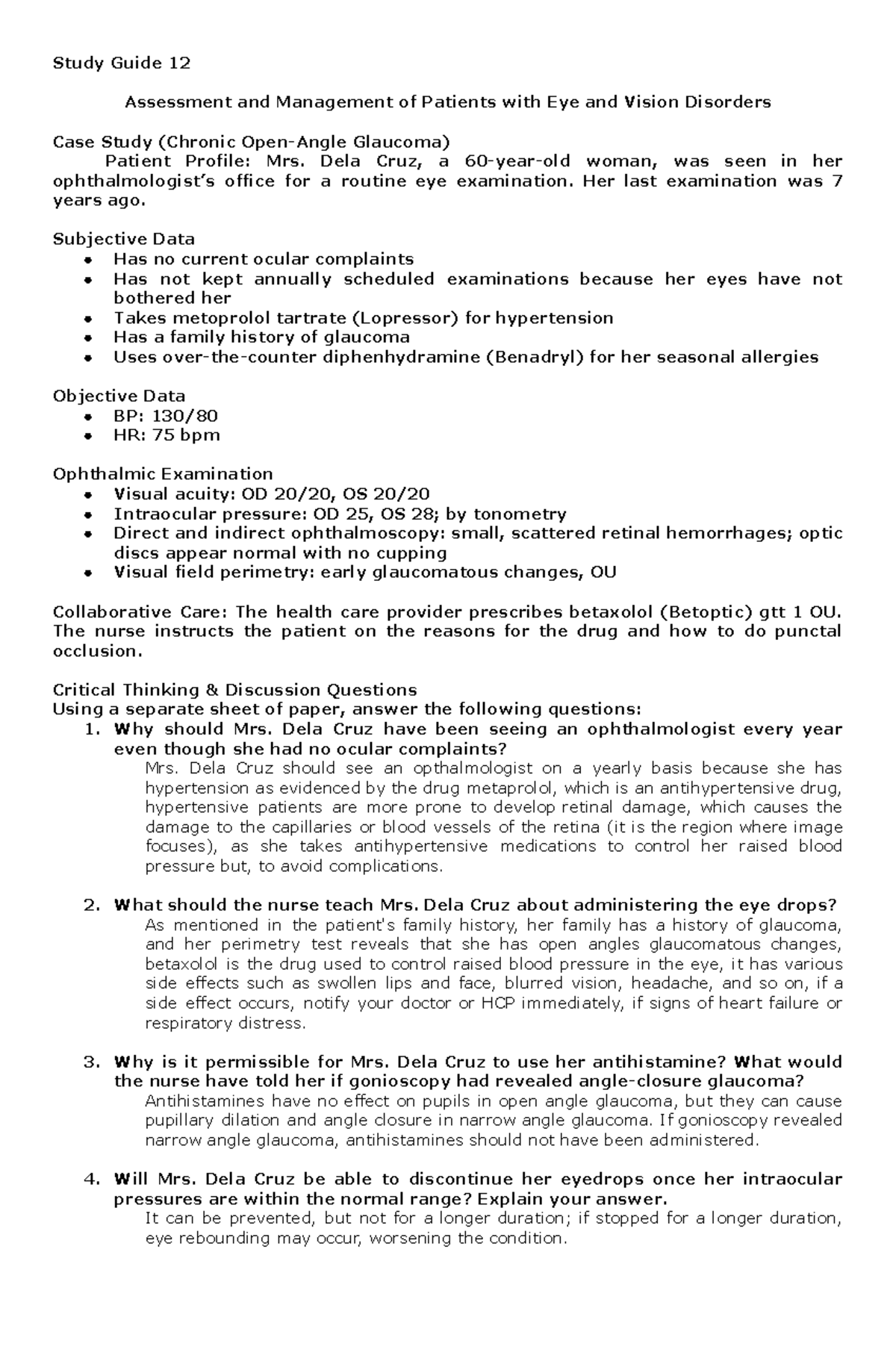 Assessment and Management of Patients with Eye and Vision Disorders ...