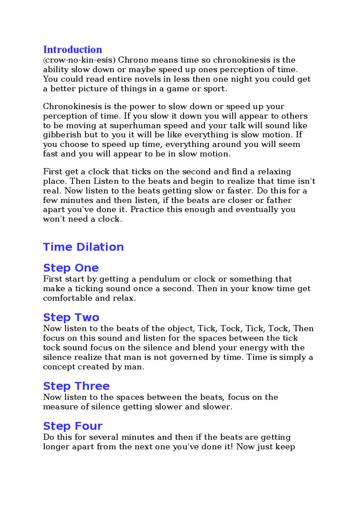 Chronokinesis - ESP is extra sensory perception , detailing how to ...