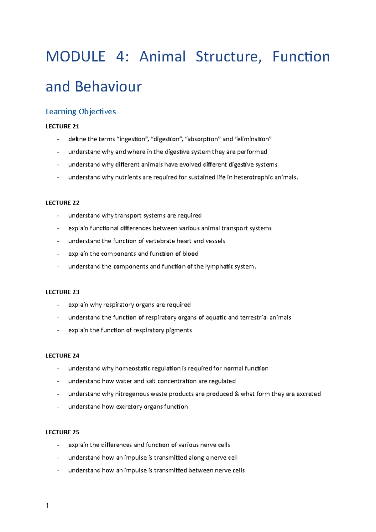 Module 4: Animal Structure, Function and Behaviour - MODULE 4: Animal ...