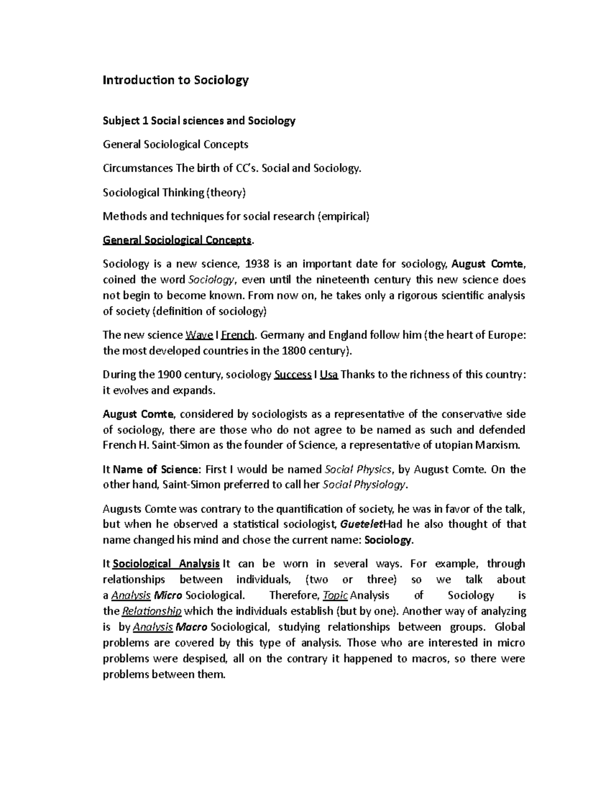 Introduction to Sociology - Introduction to Sociology Subject 1 Social ...