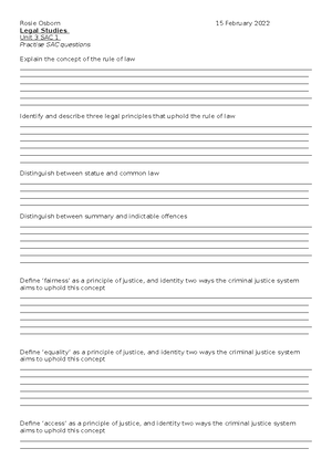 VCE Legal Studies Unit 3 AOS 1 Practice SAC - VCE Legal Studies Unit 3 ...