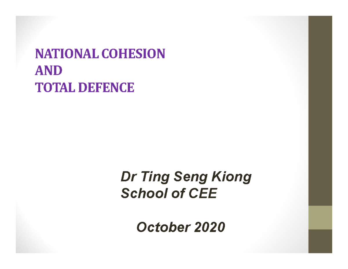 10. National Cohesion & Total Defence - NATIONAL COHESION AND TOTAL ...