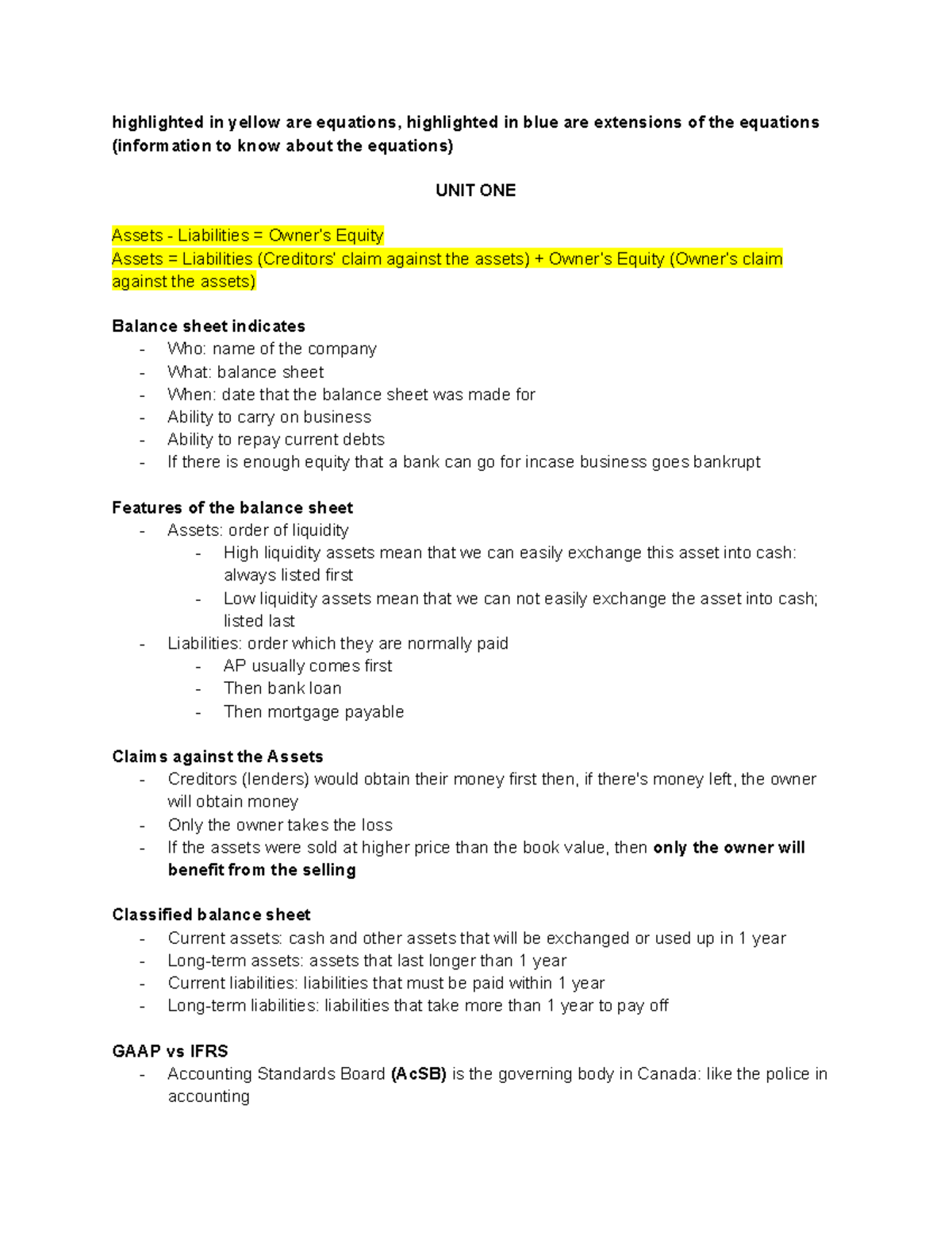 Accounting exam review - Google Docs - highlighted in yellow are ...