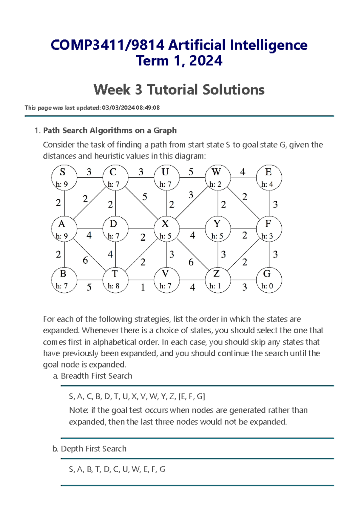 COMP3411 Week 3 Solutions - COMP3411/9814 Artificial Intelligence Term 1, 2024 Week 3 Tutorial ...