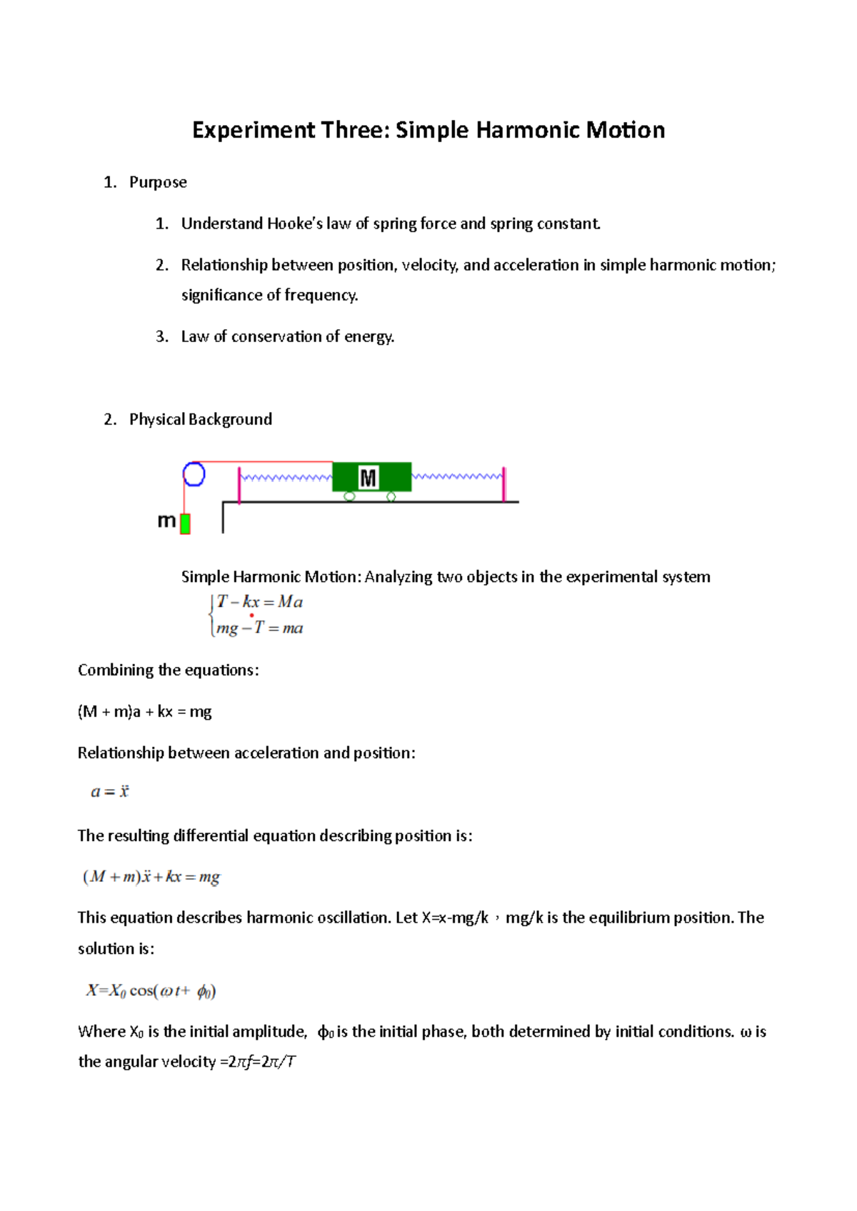 EX03-lab-虎克與簡諧-英文 r1 - ... - Experiment Three: Simple Harmonic Motion ...