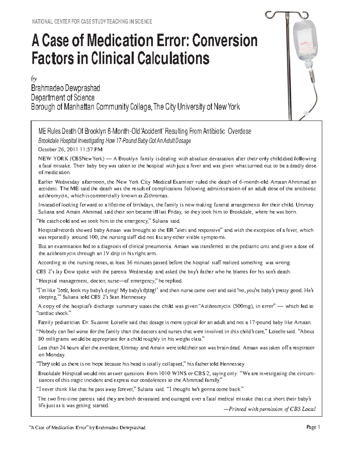 Case Study 1 dosing error - A Case of Medic ation Error: Conversion Fa ...