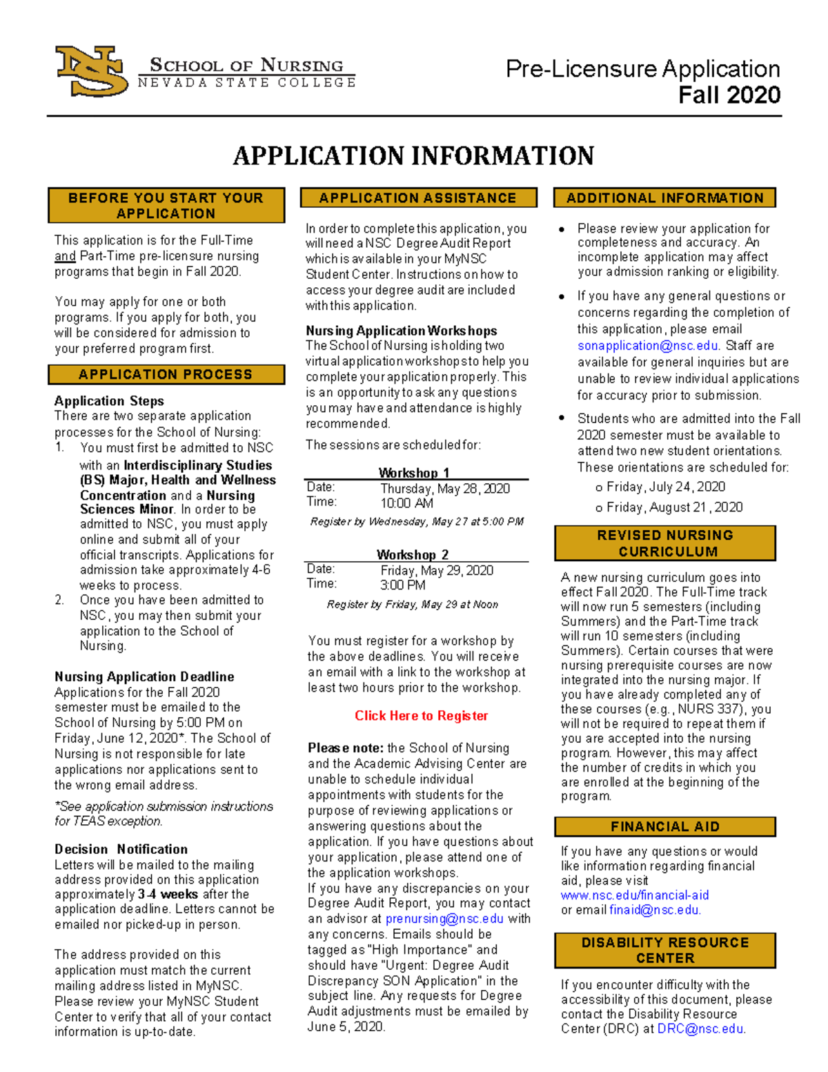 NSC -SON Application Fall 2020 - In order to complete this application ...